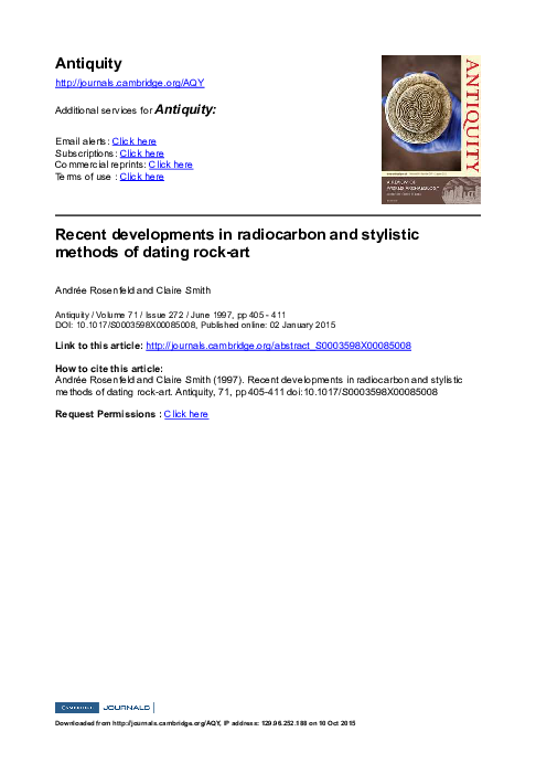 (PDF) Recent developments in radiocarbon and stylistic methods of ...