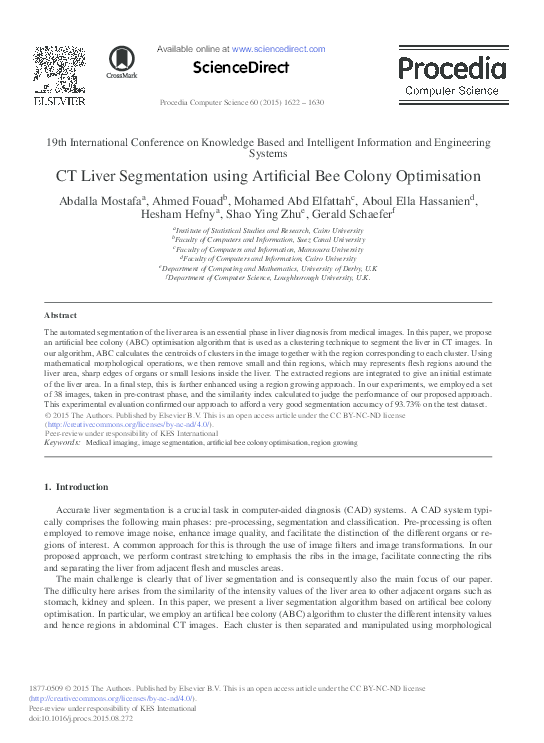 (PDF) CT Liver Segmentation using Artificial Bee Colony Optimisation
