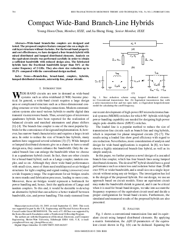 (PDF) Compact wide band branch line hybrids