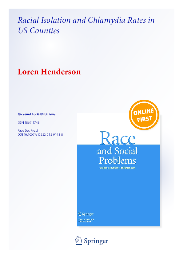 (PDF) Racial Isolation and Chlamydia Rates in US Counties | Loren ...