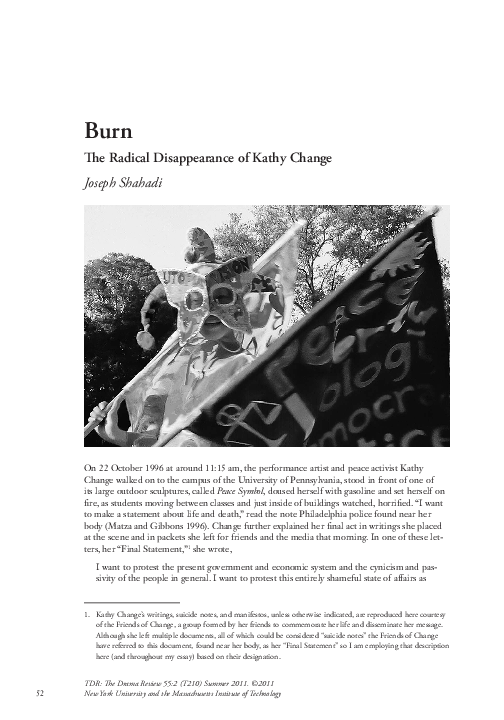 (PDF) Burn: The Radical Disappearance of Kathy Change