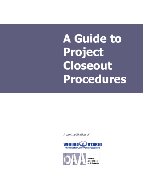 (PDF) Guide to Project Closeout Procedures original