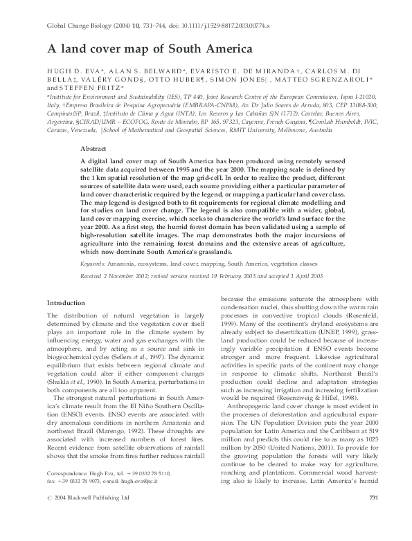 (PDF) A land cover map of South America