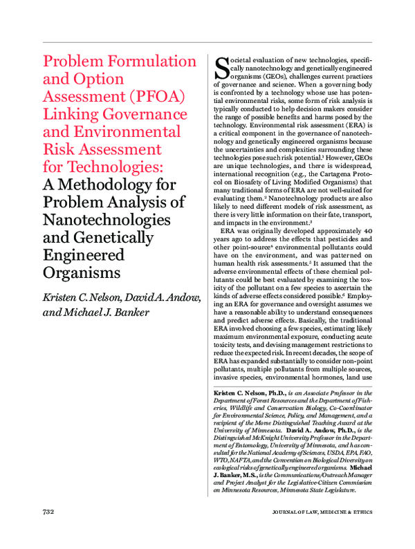 (PDF) Problem Formulation and Option Assessment (PFOA) Linking ...