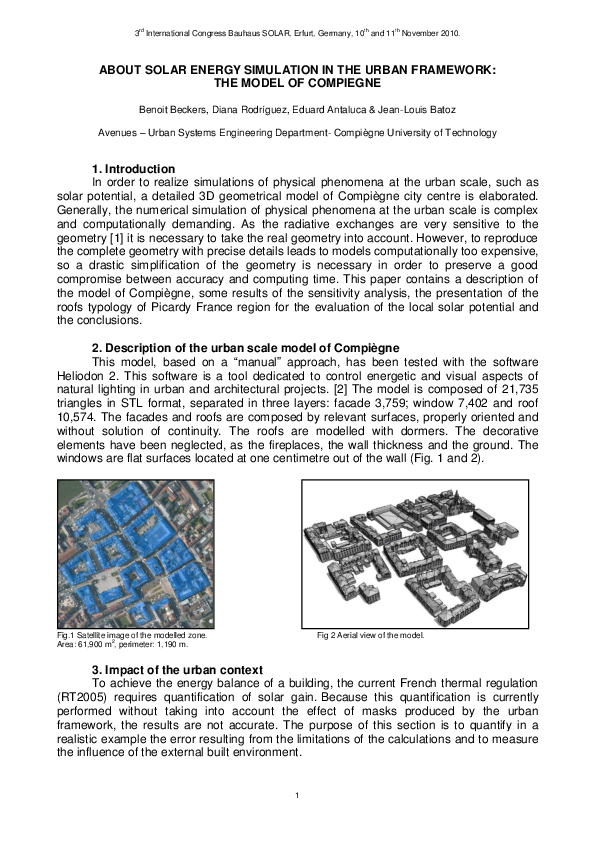 (PDF) ABOUT SOLAR ENERGY SIMULATION IN THE URBAN FRAMEWORK