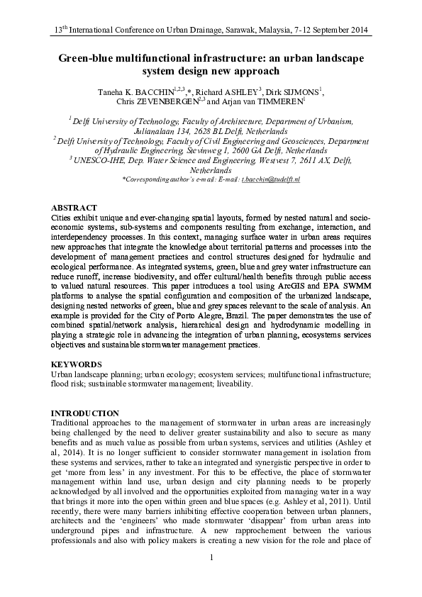 (PDF) Green-blue multifunctional infrastructure: an urban landscape system design new approach