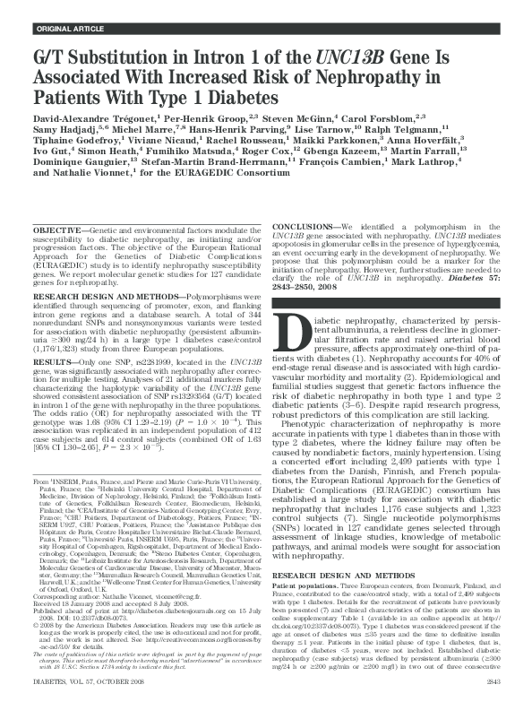 (PDF) G/T Substitution in Intron 1 of the UNC13B Gene Is Associated ...
