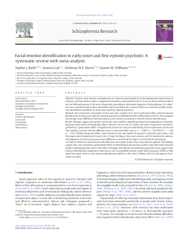 (PDF) Facial emotion identification in early-onset and first-episode ...