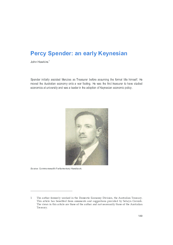 (PDF) Percy Spender - an early Keynesian