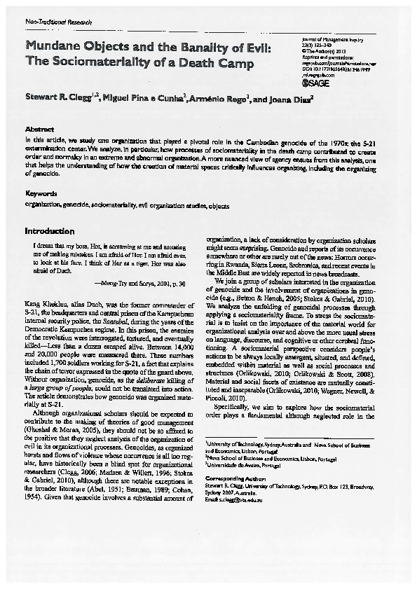 (PDF) Mundane Objects and the Banality of Evil: The Sociomateriality of ...