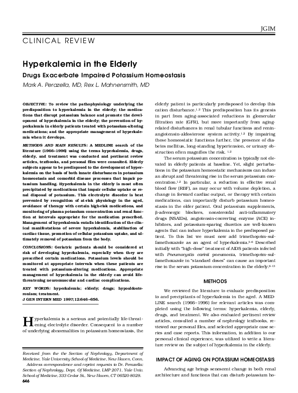 (PDF) Hyperkalemia in the elderly: drugs exacerbate impaired potassium ...