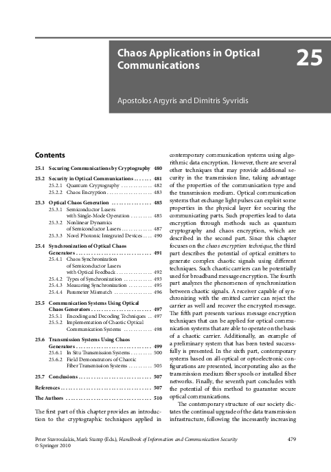 (PDF) Chaos Applications in Optical Communications