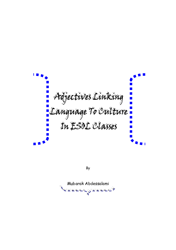 (PDF) Adjectives linking Language to Culture in ESOL classes