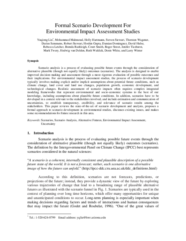 (PDF) Chapter Nine Formal Scenario Development for Environmental Impact ...