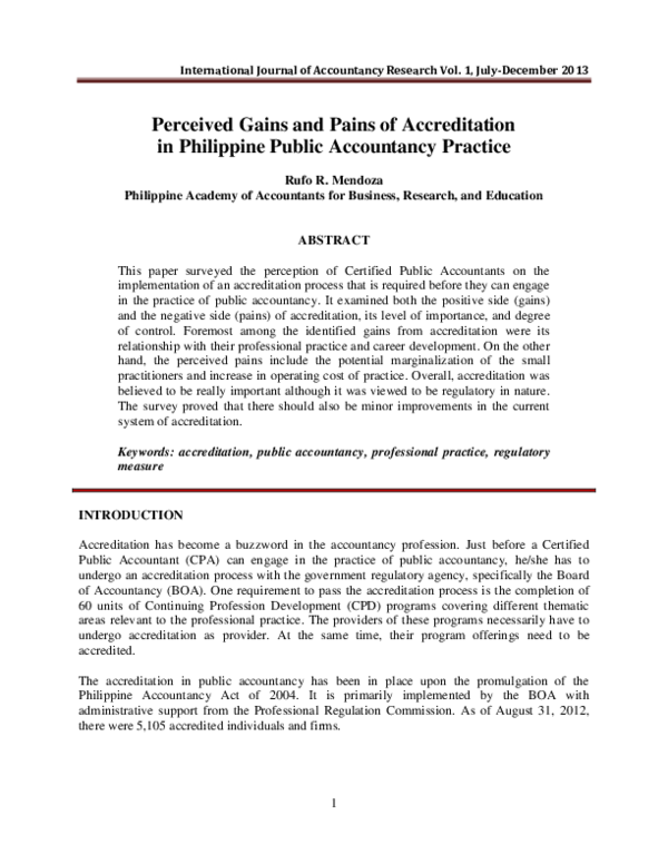 (PDF) Perceived Gains and Pains of Accreditation in Philippine Public ...