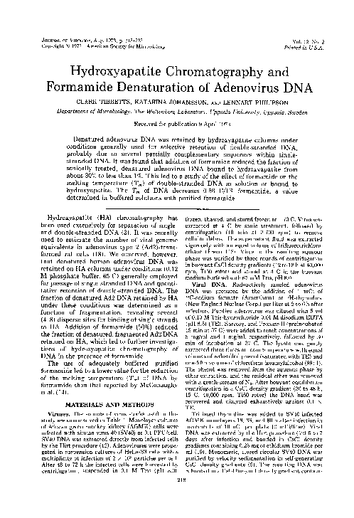 (PDF) Hydroxyapatite chromatography and formamide denaturation of ...