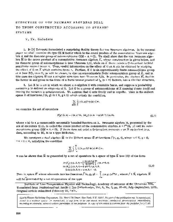 (PDF) Structure of von Neumann algebras dual to those constructed ...
