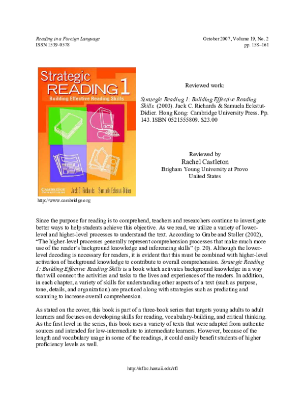 (PDF) Castleton's review of Strategic Reading 1: Building Effective ...