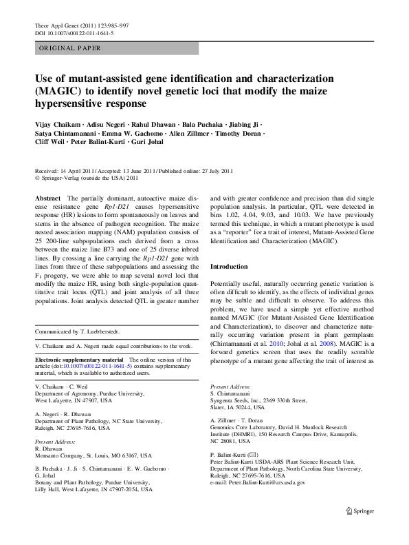 (PDF) Use of mutant-assisted gene identification and characterization ...