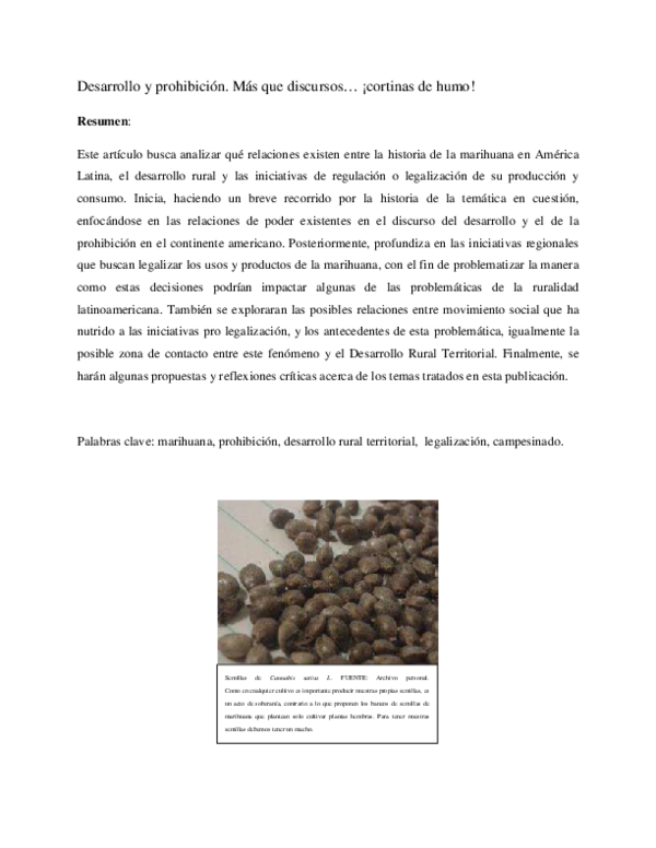 (PDF) Desarrollo y prohibición. Más que discursos… ¡cortinas de humo!