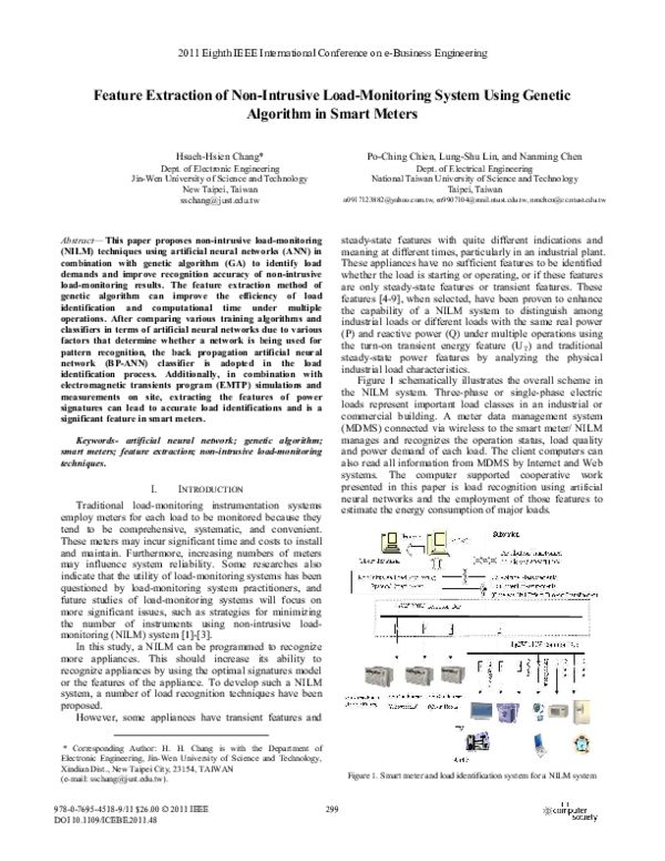 Pdf Feature Extraction Of Non Intrusive Load Monitoring System Using Genetic Algorithm In