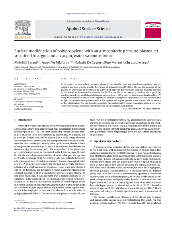 (PDF) Surface modification of polypropylene with an atmospheric ...