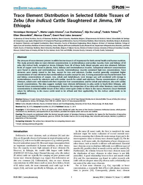 (PDF) Trace Element Distribution in Selected Edible Tissues of Zebu ...
