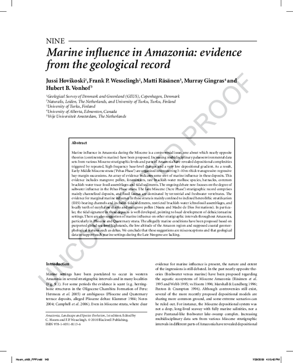 (PDF) Marine influence in Amazonia: Evidence from the Geological Record