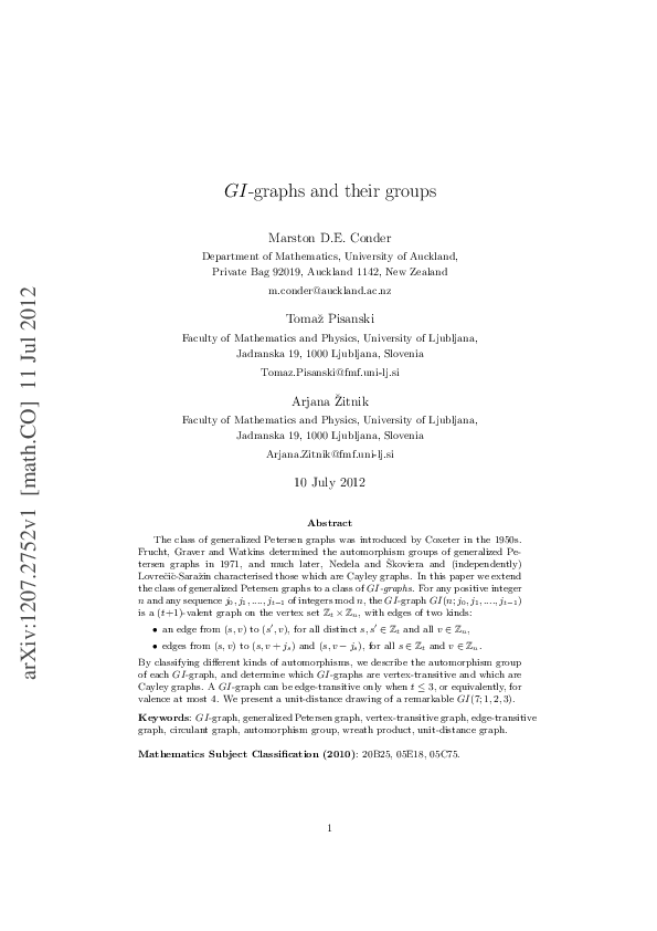 (PDF) GI-graphs and their groups