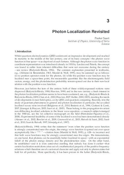(PDF) Photon Localization Revisited