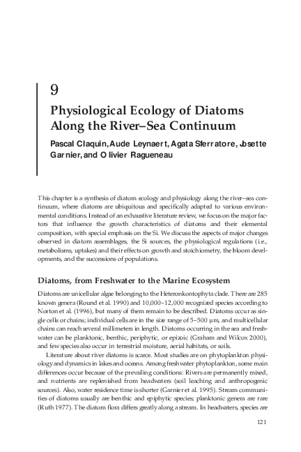 (PDF) Physiological Ecology of Diatoms Along the River-Sea Continuum