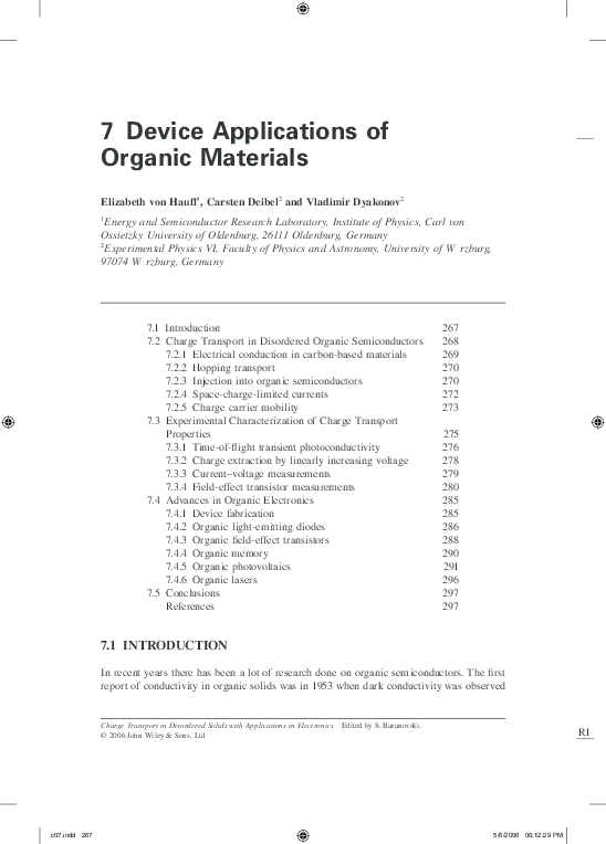 (PDF) Device Applications of Organic Materials