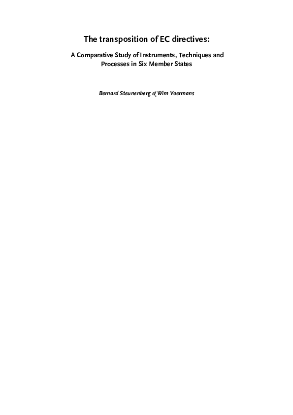 (PDF) The Transposition of EC Directives: A Comparative Study of ...