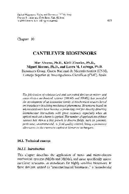(PDF) Cantilever biosensors