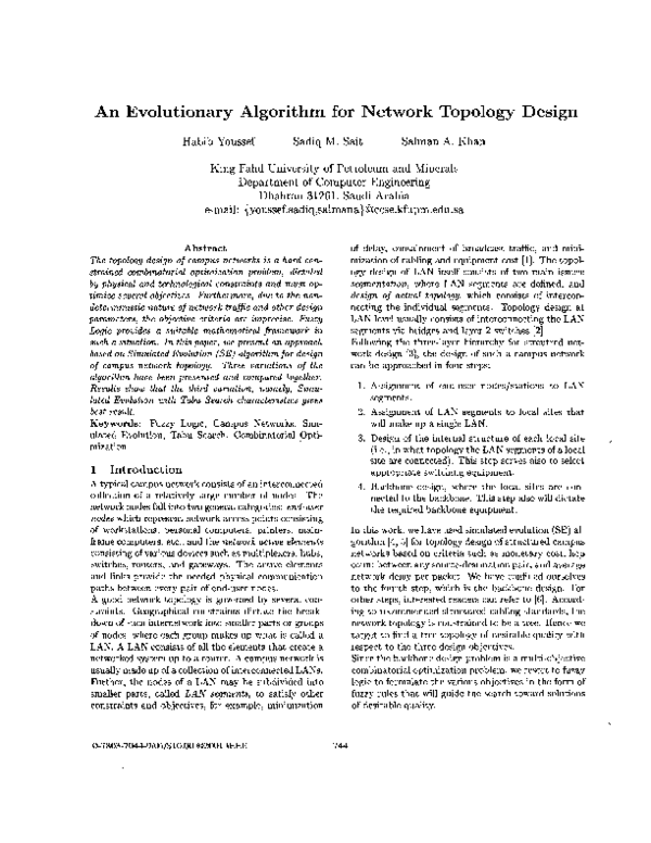 (PDF) An Evolutionary Algorithm for Network Topology Design | Habib ...