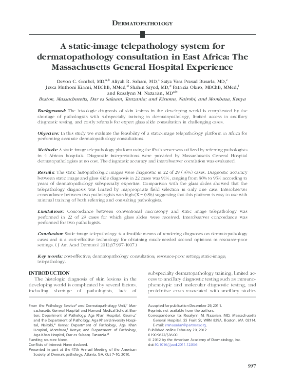 (PDF) A static-image telepathology system for dermatopathology ...