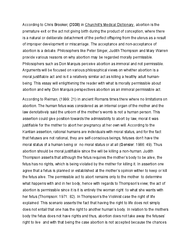 (DOC) What Is Morally Permissible About Abortion and Don Marquis ...