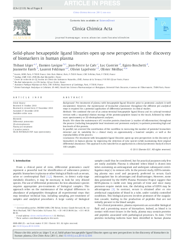 (PDF) Combined Use of a Solid-Phase Hexapeptide Ligand Library with ...