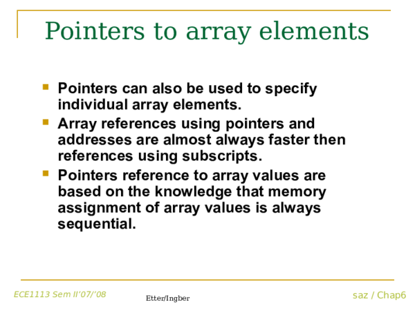 (PPT) Chap6b Array Pointers | ahmad saladins - Academia.edu