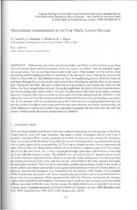 (PDF) Microclimate measurements in the Cour Marly, Louvre Museum