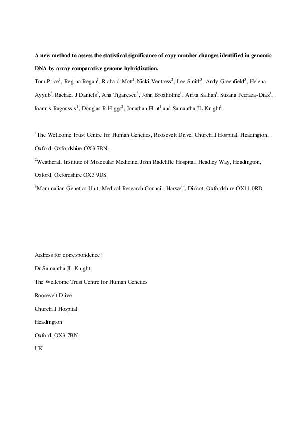 (PDF) A new method to assess the statistical significance of copy number changes identified in ...