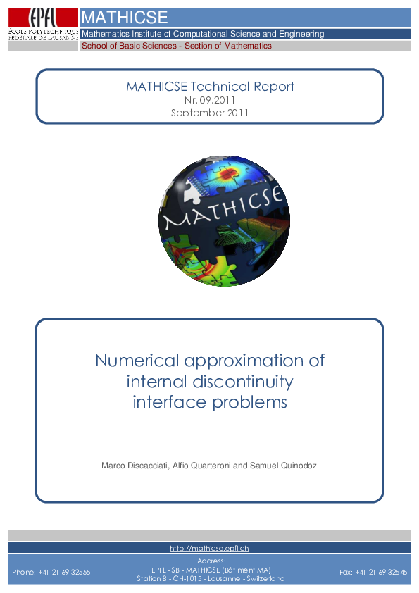Pdf Numerical Approximation Of Internal Discontinuity Interface Problems