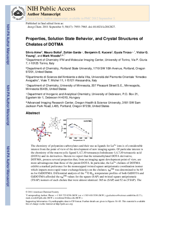 (PDF) Properties, Solution State Behavior, and Crystal Structures of ...