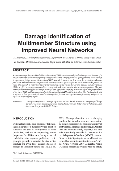 (PDF) 7. Damage Identification of Multimember Structure using Improved Neural Networks