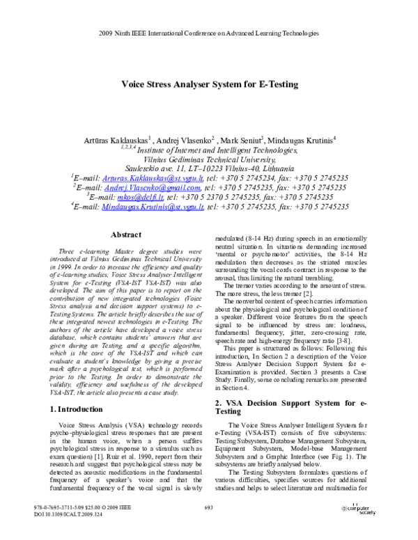 (PDF) Voice Stress Analyser System for E-testing