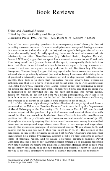 (PDF) Review of "Ethics and Practical Reason" edited by Garrett Cullity ...