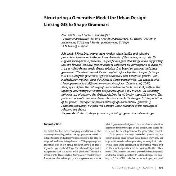 Pdf Structuring A Generative Model For Urban Design Linking Gis To Shape Grammars