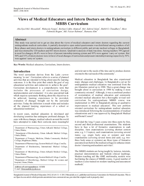 (PDF) Views of Medical Educators and Intern Doctors on the Existing ...