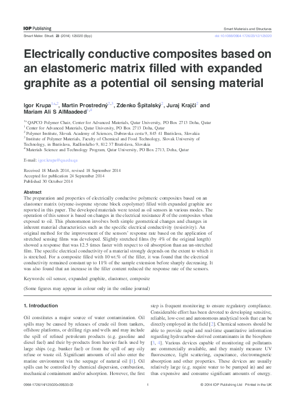 (PDF) Electrically conductive composites based on an elastomeric matrix ...