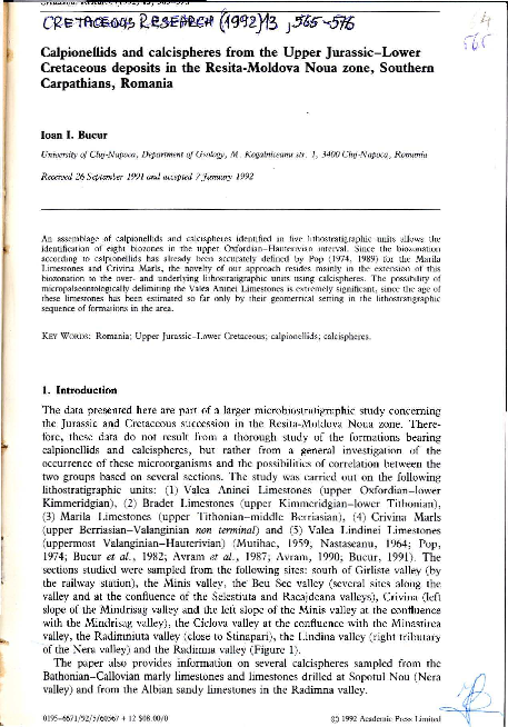 (PDF) Calpionellids and calcispheres from the Upper Jurassic-Lower ...